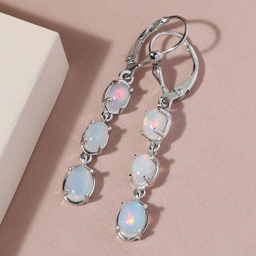 Shop LC Opal Earrings for Women 925 Sterling Silver Long Drop Dangle Earrings for Women Gemstone Opal Jewelry Birthday Gifts for Women