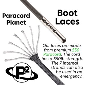 Paracord Planet 550 Paracord Boot Laces Milspec Paracord Boot Lace – Available in 52 and 72 Inch Lengths (54 Inch, Black)