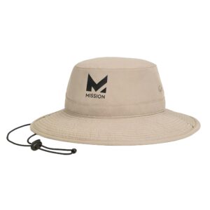 mission cooling bucket hat, khaki - unisex wide-brim hat for men & women - lightweight, foldable & durable - cools up to 2 hours - upf 50 sun protection - machine washable