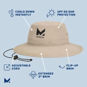 MISSION Cooling Bucket Hat, Khaki - Unisex Wide-Brim Hat for Men & Women - Lightweight, Foldable & Durable - Cools Up to 2 Hours - UPF 50 Sun Protection - Machine Washable