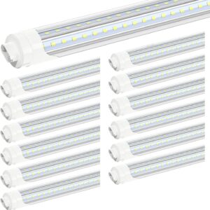 JESLED R17D/HO 8FT LED Bulbs - (12 Pack) Rotate V Shape, 5000K Daylight 72W, 7200LM, 110W Equivalent F96T12/DW/HO, Clear Cover, T8/T10/T12 Replacement, Dual-End Powered, Ballast Bypass