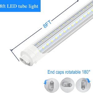 JESLED R17D/HO 8FT LED Bulbs - (12 Pack) Rotate V Shape, 5000K Daylight 72W, 7200LM, 110W Equivalent F96T12/DW/HO, Clear Cover, T8/T10/T12 Replacement, Dual-End Powered, Ballast Bypass