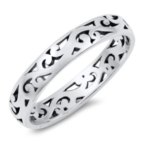 filigree eternity stackable vine ring new .925 sterling silver band size 8