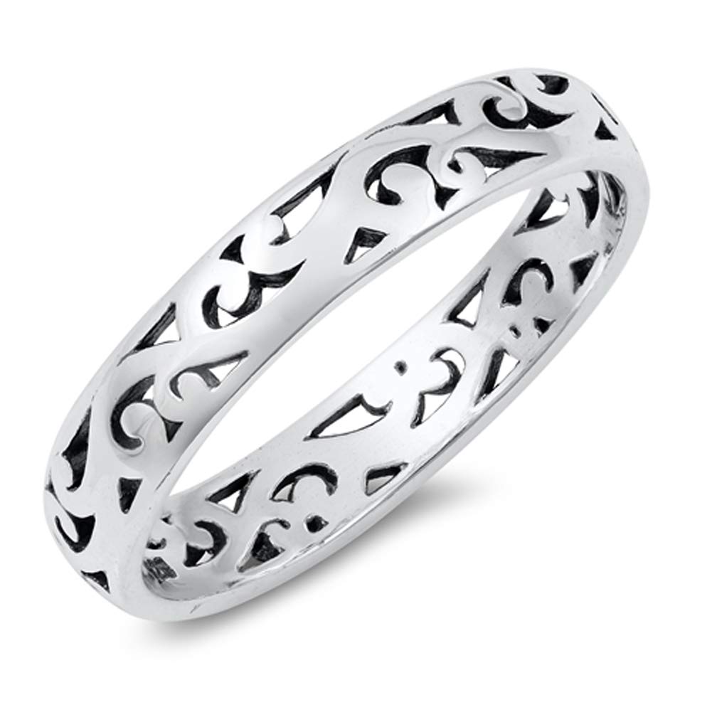 Filigree Eternity Stackable Vine Ring New .925 Sterling Silver Band Size 8