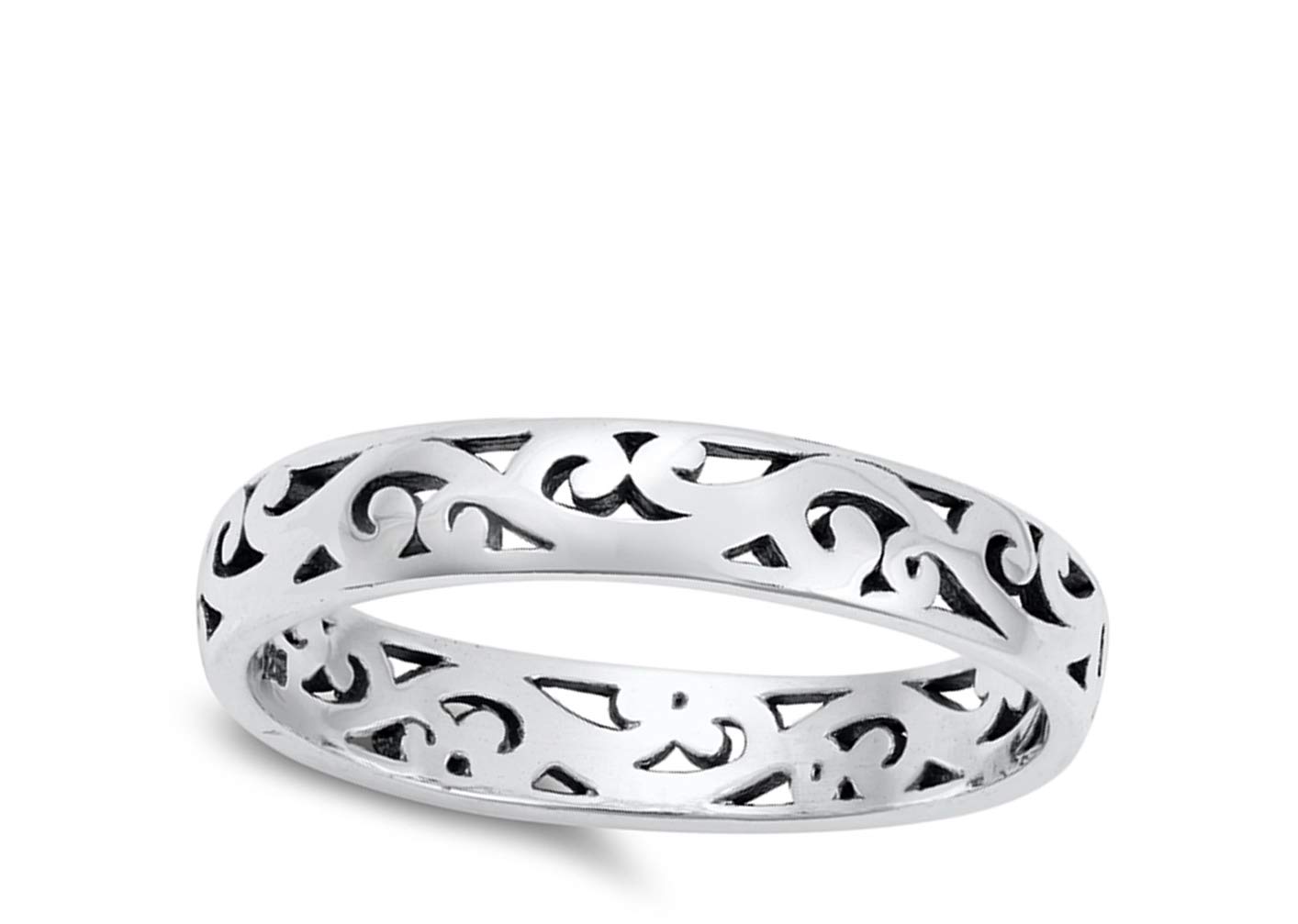 Filigree Eternity Stackable Vine Ring New .925 Sterling Silver Band Size 8