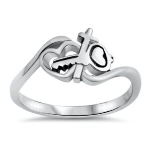 heart cross key infinity love knot ring new .925 sterling silver band size 7