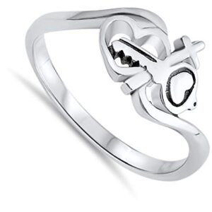 Heart Cross Key Infinity Love Knot Ring New .925 Sterling Silver Band Size 7