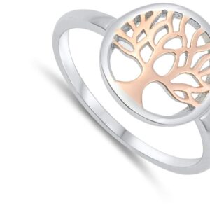 Rose Gold-Tone Tree of Life Cutout Ring .925 Sterling Silver Size 9