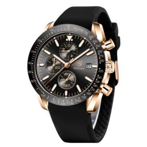 benyar - stylish wrist watch for men silicone strap watches quartz movement, waterproof and scratch resistant, analog chronograph business watch mens gift.