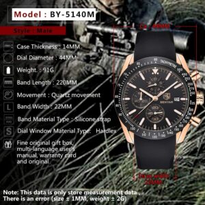 BENYAR - Stylish Wrist Watch for Men Silicone Strap Watches Quartz Movement, Waterproof and Scratch Resistant, Analog Chronograph Business Watch Mens Gift.