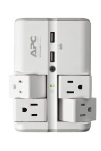 apc wall outlet surge protector with usb ports, pe4wru3, (4) rotating multi plug outlet, 1080 joule surge protection