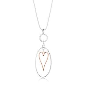 welbijoux necklaces for women heart pendant long sweater layered y statement lariat silver rose gold chain necklace with gifts box (rose gold)