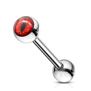 covet jewelry snake eye inlaid ball 316l surgical steel barbells (red)