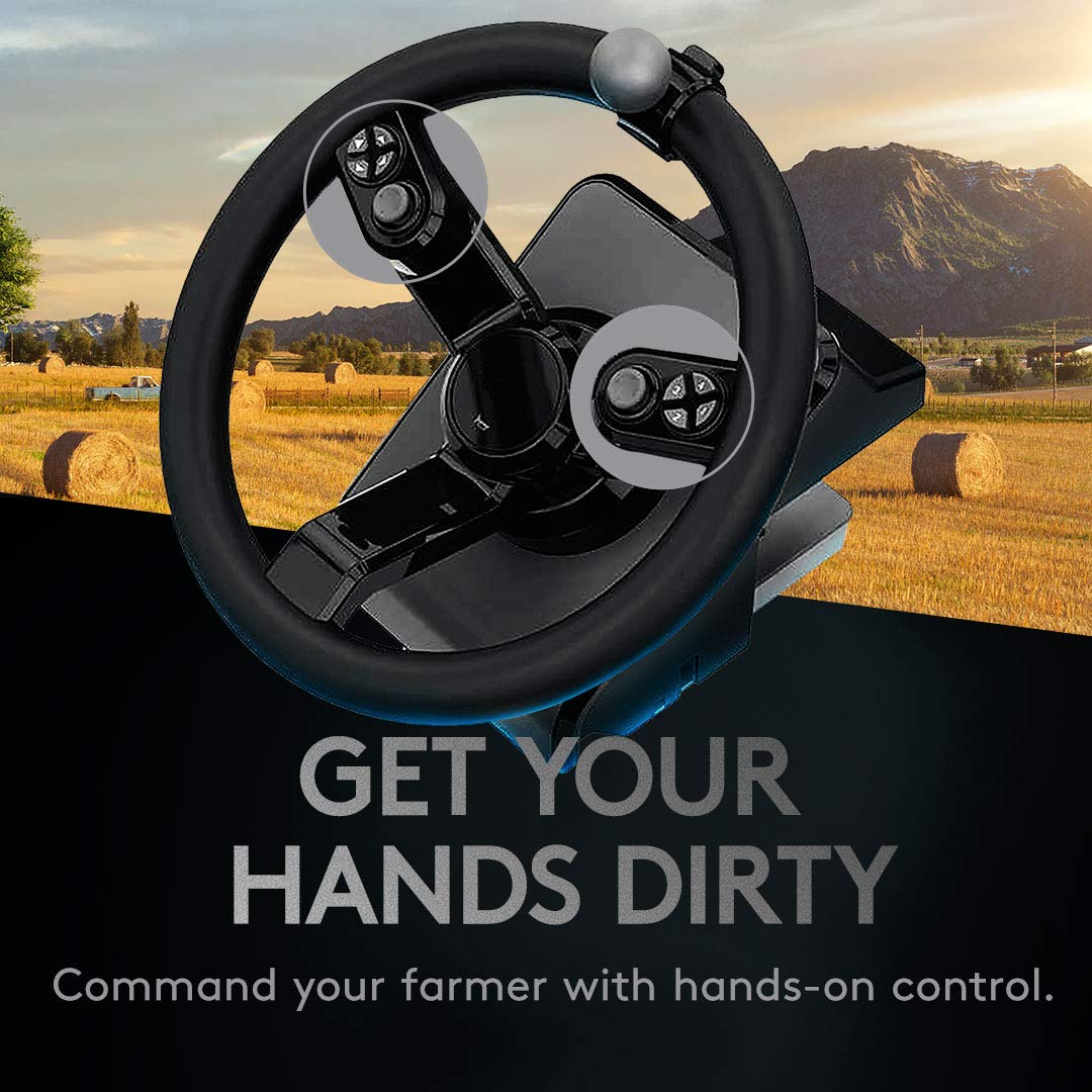 Logitech G Farm Simulator Heavy Equipment Bundle (2nd Generation), Steering Wheel Controller for Farm Simulation 19 (or Older), Wheel, Pedals, Vehicle Side Panel Control Deck for PC/PS4 (Renewed)