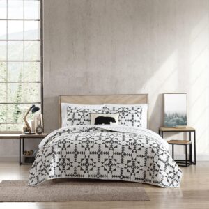 eddie bauer - queen quilt set, reversible cotton bedding with matching shams, lightweight home decor for all seasons (arrowhead charcoal, 3 pcs, queen)