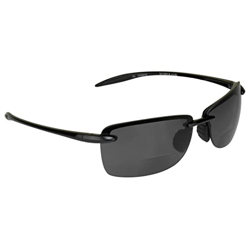 proSPORT Polarized Bifocal Reading Sunglass Readers Maui Men Women Gray Lens Rimless Golf 1.25 1.50 2.00 2.50