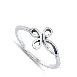 Infinity Cross Knot Christian Ring .925 Sterling Silver Size 7