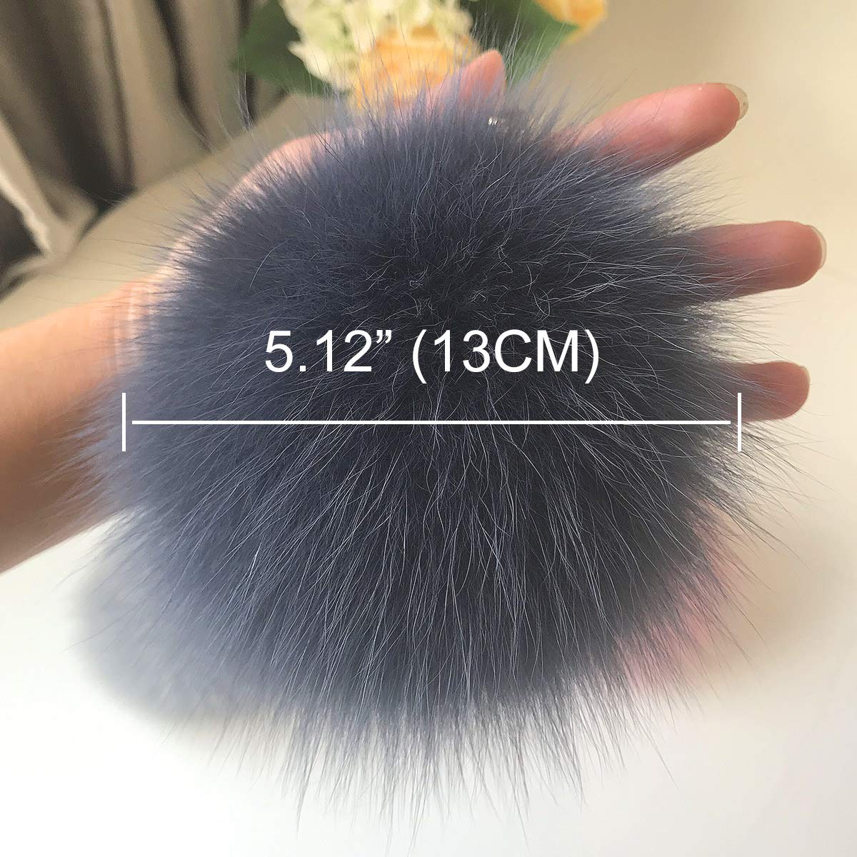 Genuine Fox Fur Pom Pom Keychain Bag Purse Charm large Fluffy Fur Ball Keychains