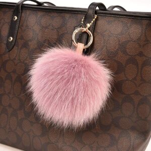 Genuine Fox Fur Pom Pom Keychain Bag Purse Charm large Fluffy Fur Ball Keychains