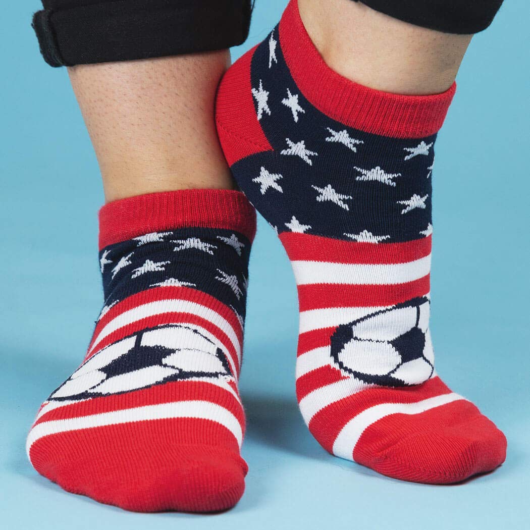 ChalkTalkSPORTS Soccer Athletic Ankle Socks | USA Patriotic Soccer