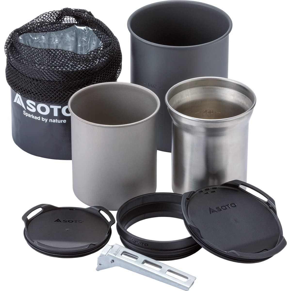 SOTO Thermostack Camping Cooking Set - Multi-Functional Camping Pot Set, Camp Cookware Set for Outdoor Backpacking Camping Hiking Picnic, Included Cozy/Storage Pouch