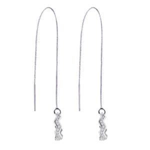 sterling silver earrings cubic zirconia earrings hypoallergenic earrings tassel earrings threader earrings wave ear cuff silver-tone earrings for women sensitive ear elegant gift