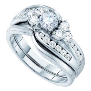 fb jewels 14kt white gold womens round diamond bridal wedding engagement ring band set 1.00 cttw