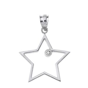 claddagh gold fine 925 sterling silver cz-accented star outline charm pendant