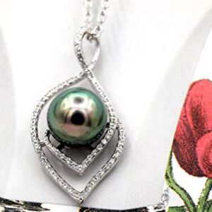 CHAULRI Lucky Peacock 9-10mm Genuine South Sea Tahitian Black Pearl Evil Eye Pendant Necklace 18K Gold Plated Sterling Silver - Jewelry Gifts for Women Wife Mom Daughter