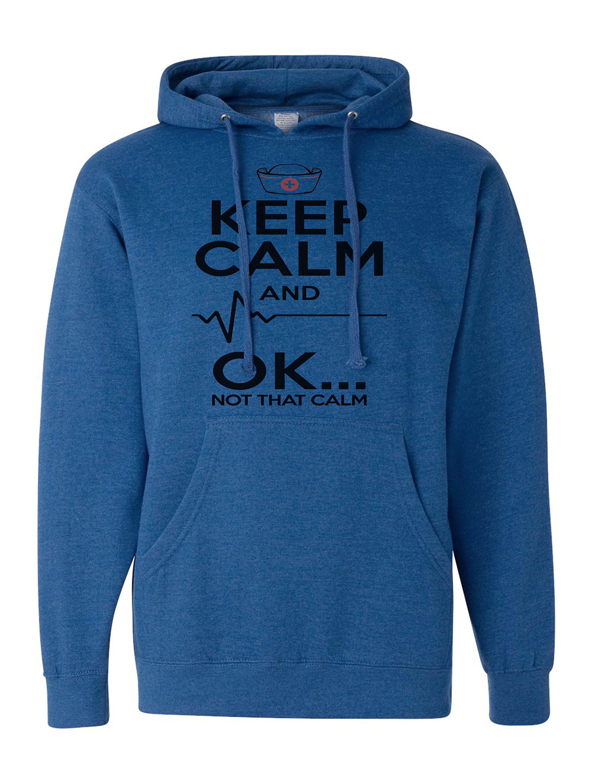 Cute Womens Nurse Shirts "Keep Calm Nursing" Royaltee Champion Hoodie Medical Collection Large, Blue