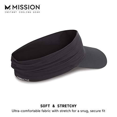 MISSION Cooling Visor, Black - Unisex Fit for Men & Women - Lightweight & Durable - Cools Up to 2 Hours - UPF 50 Sun Protection - Machine Washable