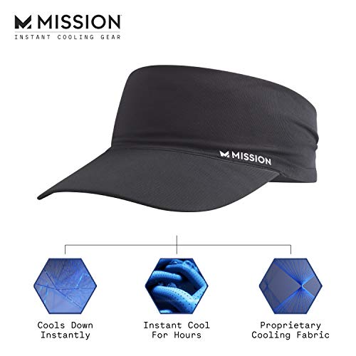 MISSION Cooling Visor, Black - Unisex Fit for Men & Women - Lightweight & Durable - Cools Up to 2 Hours - UPF 50 Sun Protection - Machine Washable