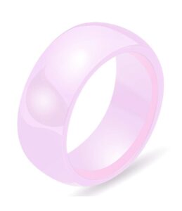 pauro women's ceramic jewelry high polished classic design engagement wedding band ring pink size 9