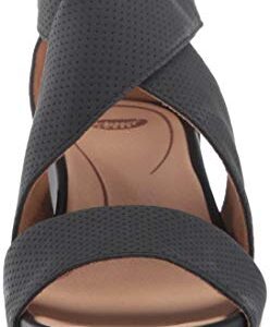 Dr. Scholl's Shoes Women's Sheena Wedge Sandal, Black Smooth Perforated, 8 M US