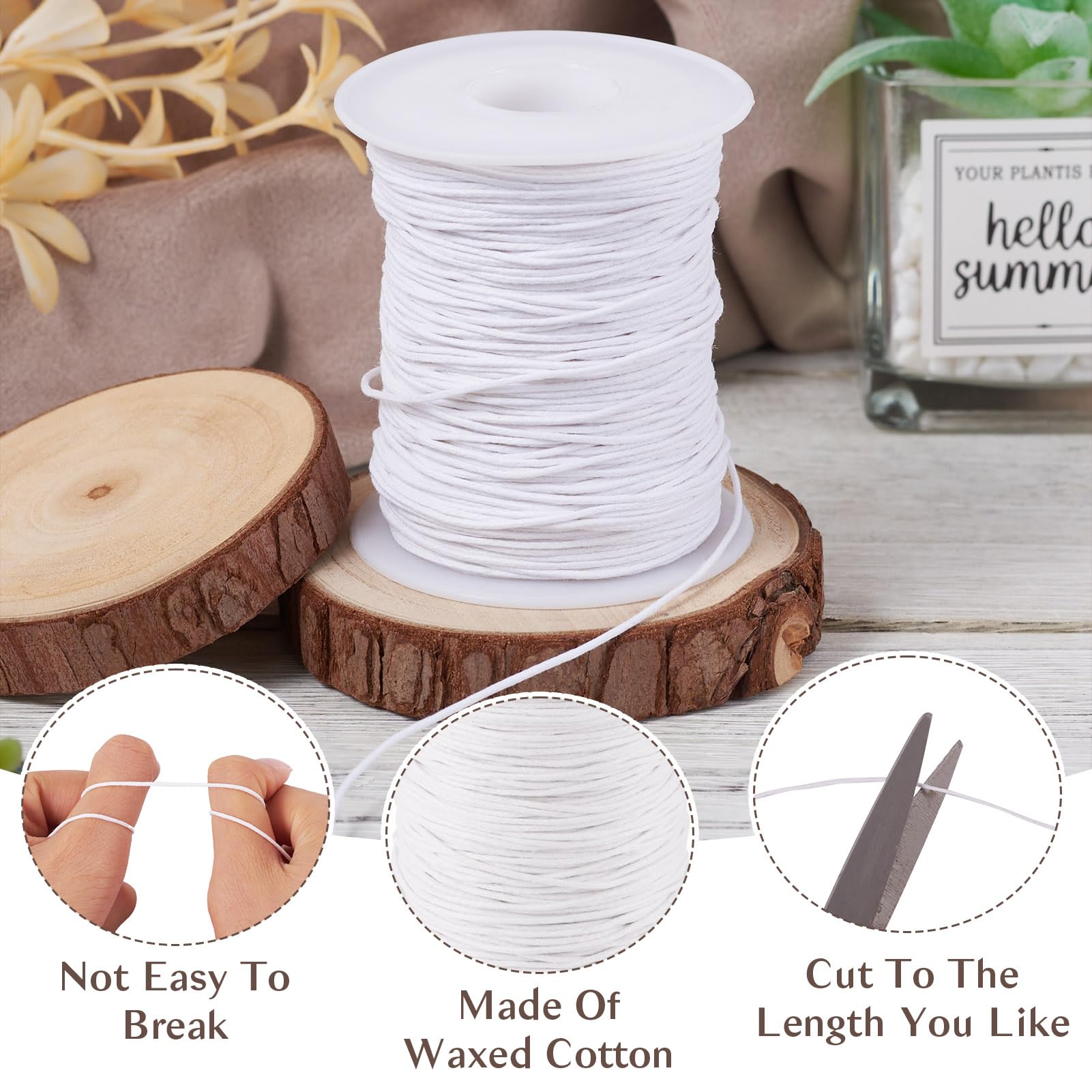 Craftdady 100 Yards 1mm White Waxed Cotton Thread Cord Macrame Bracelet Necklace Jewelry Making Beading String