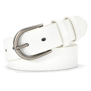 whippy women leather belt for jeans pants dresses fashion ladies western leather belt with silver buckle m white