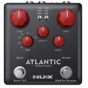 nux atlantic multi delay and reverb effect pedal with inside routing and secondary reverb effects