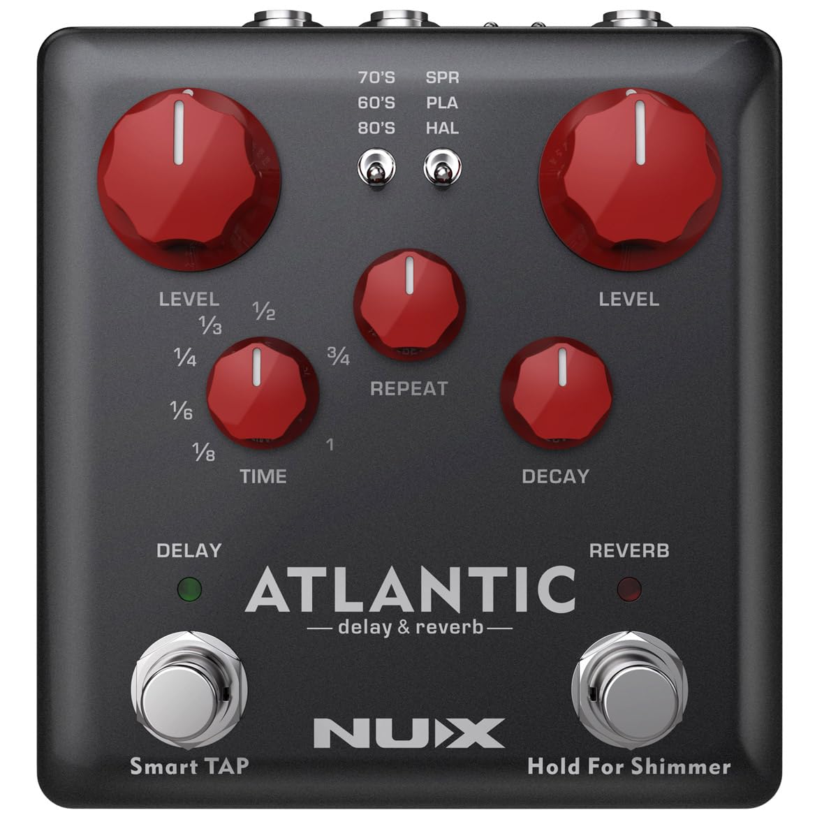 NUX Atlantic Multi Delay and Reverb Effect Pedal with Inside Routing and Secondary Reverb Effects