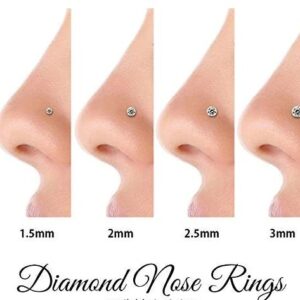 Cisyozi 18G Nose Rings Stud for Women Stainless Surgical Steel Nose Ring 18Gauge L Shaped Bend Curved Nose Nostril Rings Stud Nose Piercing Jewelry Men Diamond silver Black Rose Gold Coloful Rainbow