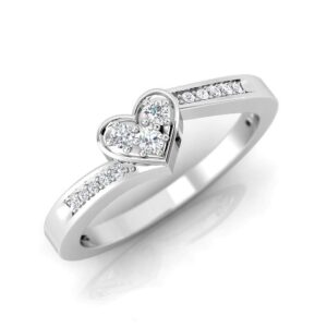 925 sterling silver 1/10 carat certified round diamond heart ring for women | heart promise | size 7