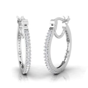 925 sterling silver 1/4 carat certified round diamond hoop earring for women