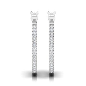 925 Sterling Silver 1/4 Carat Certified Round Diamond Hoop Earring for Women