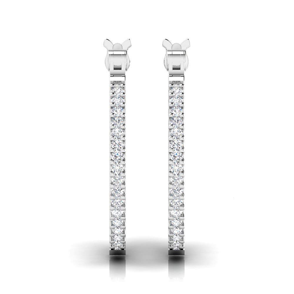 925 Sterling Silver 1/4 Carat Certified Round Diamond Hoop Earring for Women