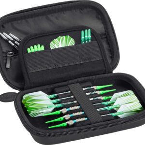 Casemaster Sentinel 6 Dart Case, Holds Extra Accessories, Tips, Shafts and Flights, Compatible with Steel Tip and Soft Tip Darts, Impact & Water Resistant Tactech Shell, Black Zipper