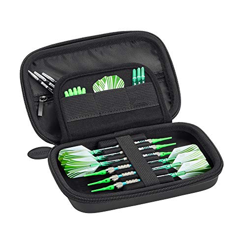 Casemaster Sentinel 6 Dart Case, Holds Extra Accessories, Tips, Shafts and Flights, Compatible with Steel Tip and Soft Tip Darts, Impact & Water Resistant Tactech Shell, Black Zipper