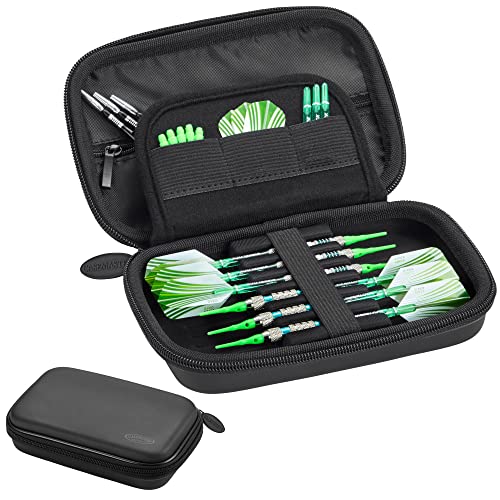 Casemaster Sentinel 6 Dart Case, Holds Extra Accessories, Tips, Shafts and Flights, Compatible with Steel Tip and Soft Tip Darts, Impact & Water Resistant Tactech Shell, Black Zipper