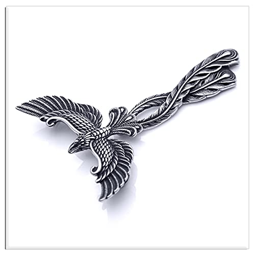 Xusamss Punk Titanium Steel Huge Phoenix Pendant Animal Necklace