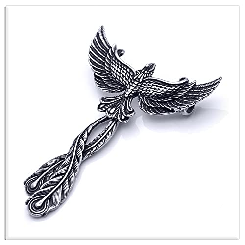 Xusamss Punk Titanium Steel Huge Phoenix Pendant Animal Necklace