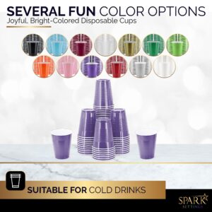 Amcrate Disposable Plastic Cups, Purple Colored Plastic Cups, 18-Ounce Plastic Party Cups, Strong and Sturdy Disposable Cups for Party, Wedding, Christmas, Halloween Party Cup, 50 Pack