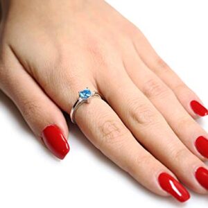 CloseoutWarehouse Cubic Zirconia Simulated Blue Topaz Heart Promise - Sterling Silver Love Ring, Available in a Variety of Colors